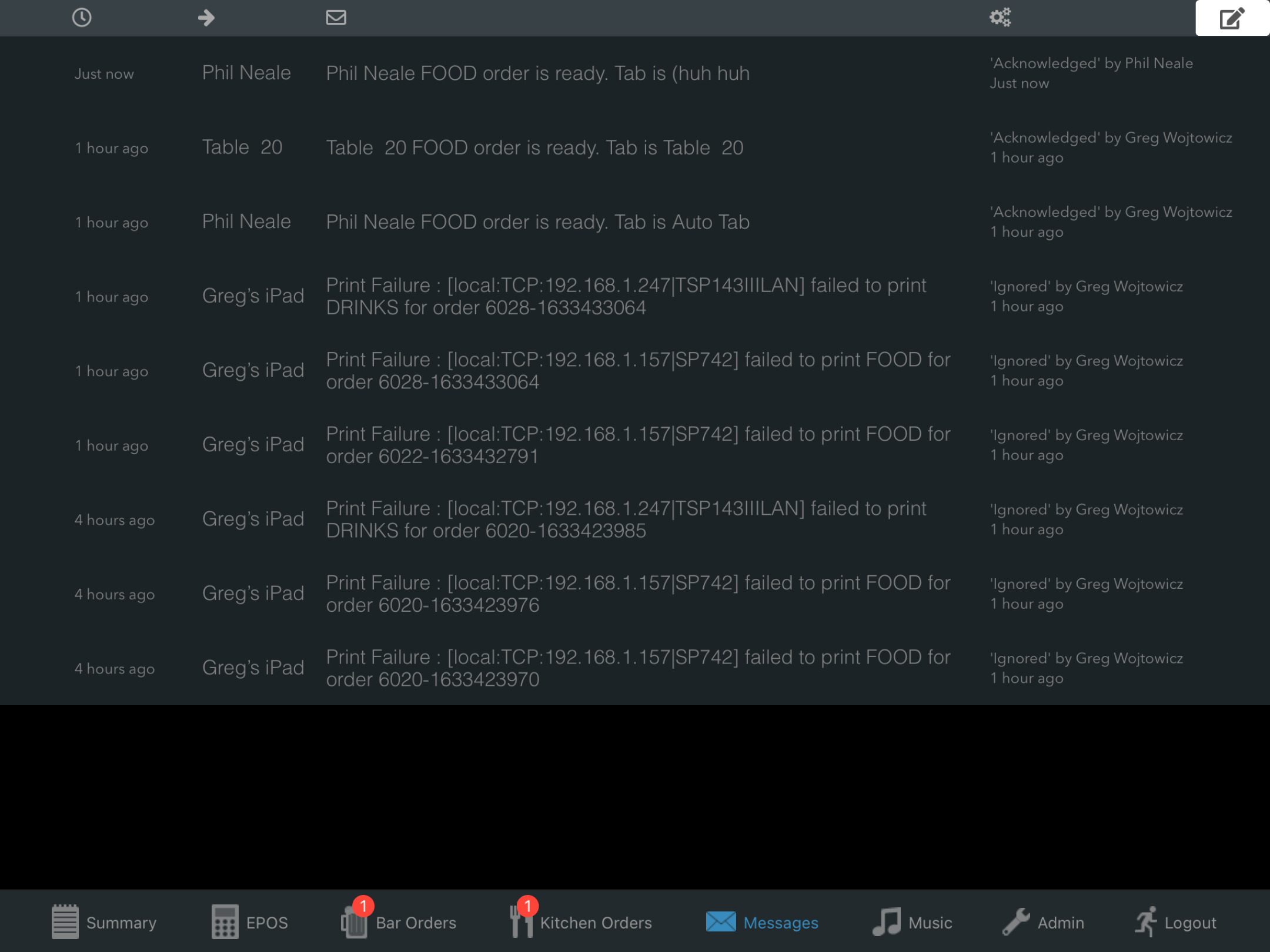 Sending messages to other EPOS devices – Tabology Help Center